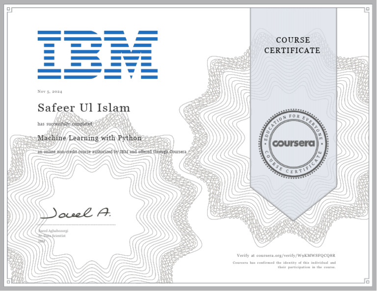 IBM Machine Learning Certificate | PDF