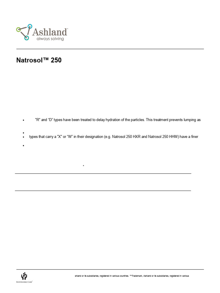 Natrosol HEC 250 TDS | PDF | Emulsion | Materials