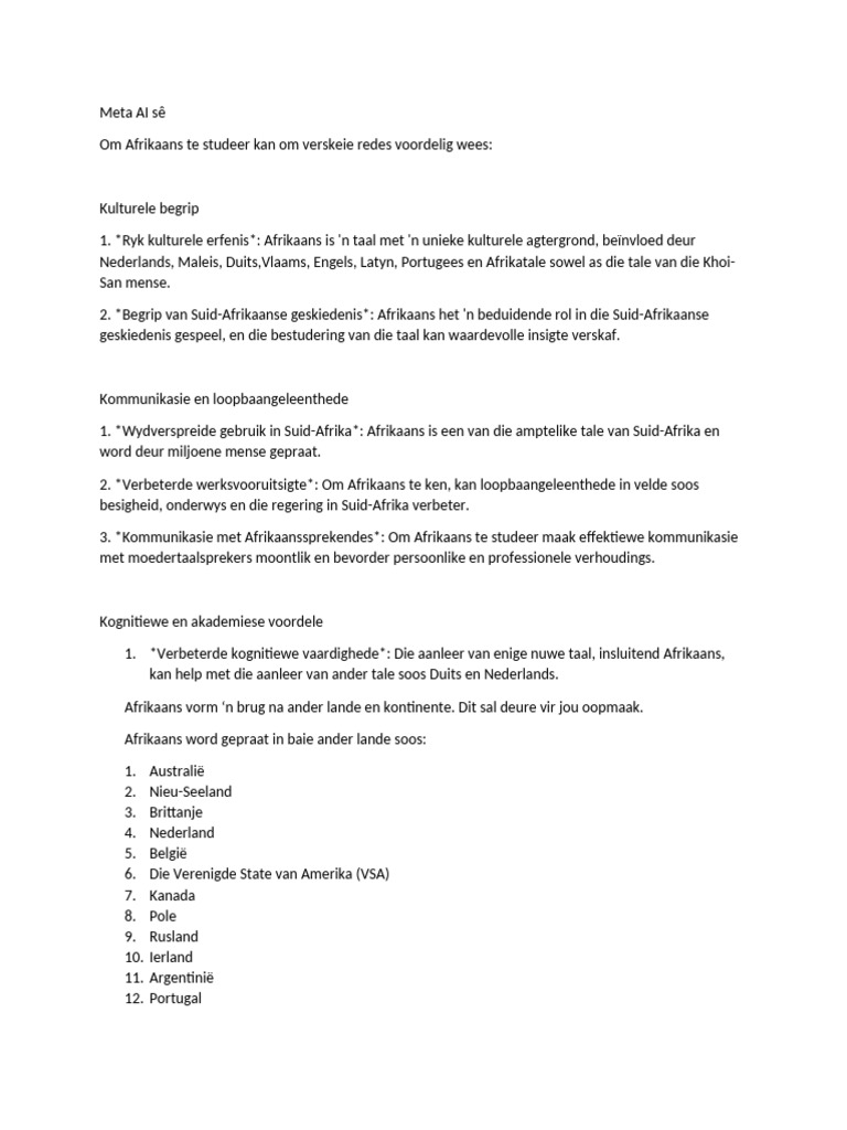 Ja Vir Afrikaans | PDF