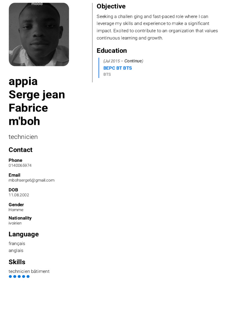Appia Serge Jean Fabrice - Resume - 427 | PDF