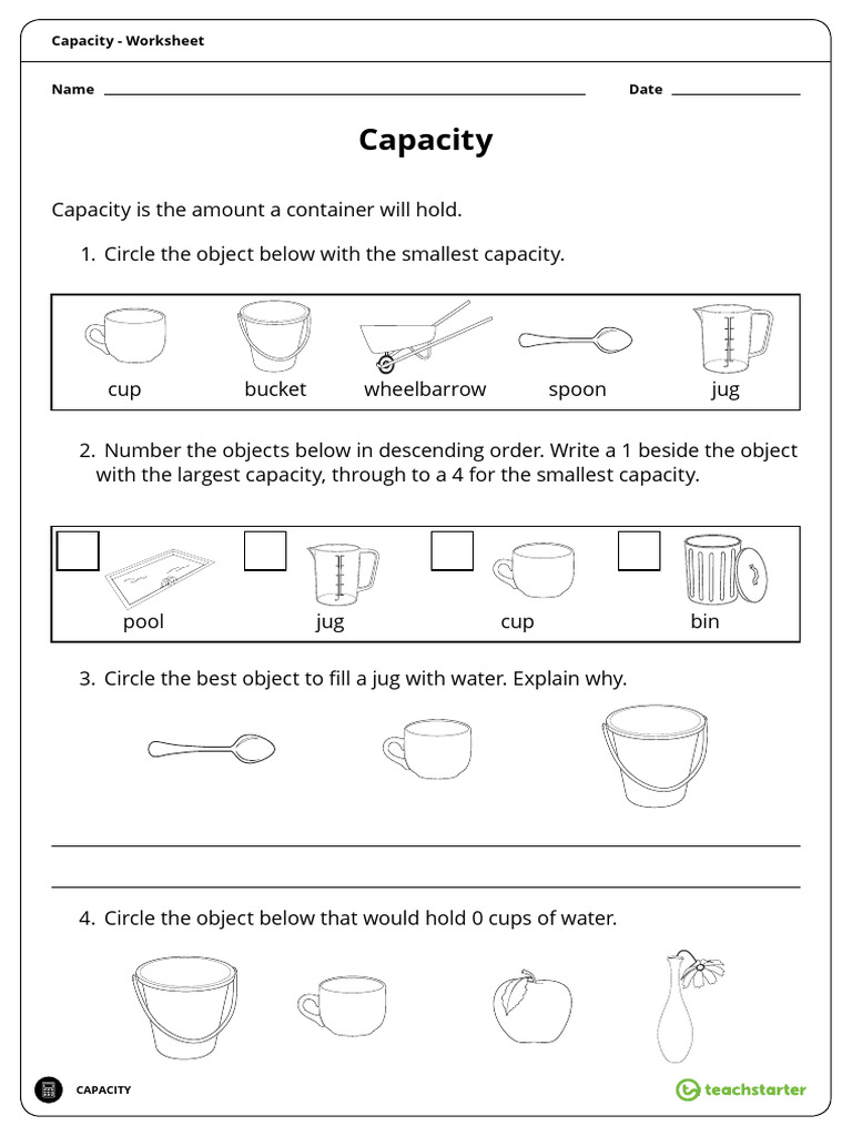 Capacity and order Extension C Worksheet | PDF
