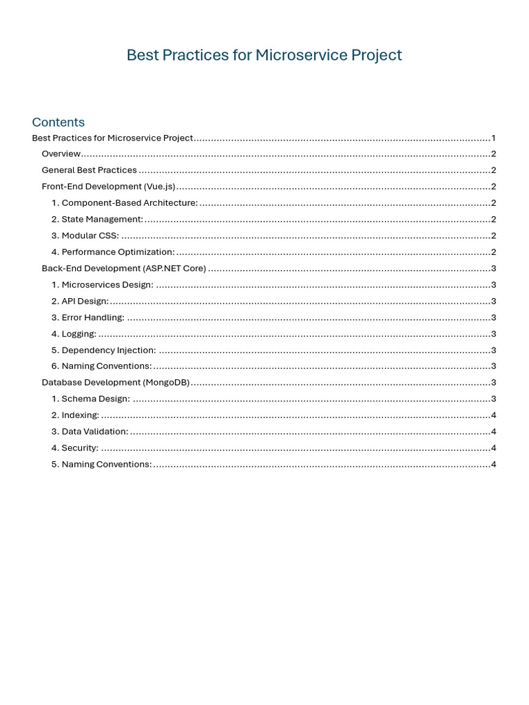 Microservice Project Best Practices Guide | PDF | Databases | Mongo Db
