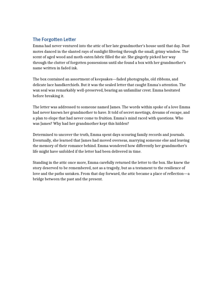 The Forgotten Letter | PDF