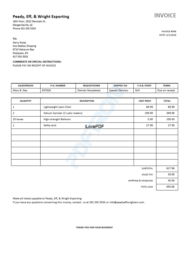 Sales Invoice Watermark | PDF