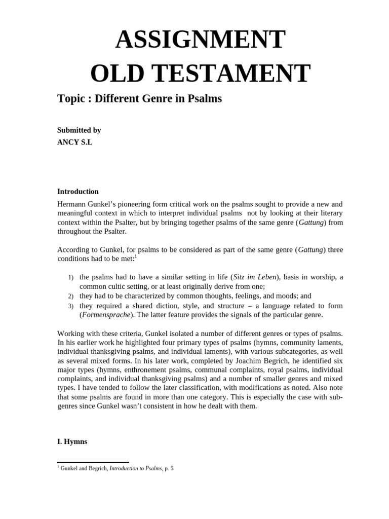 Assignment | PDF | Psalms | Christian Worship And Liturgy