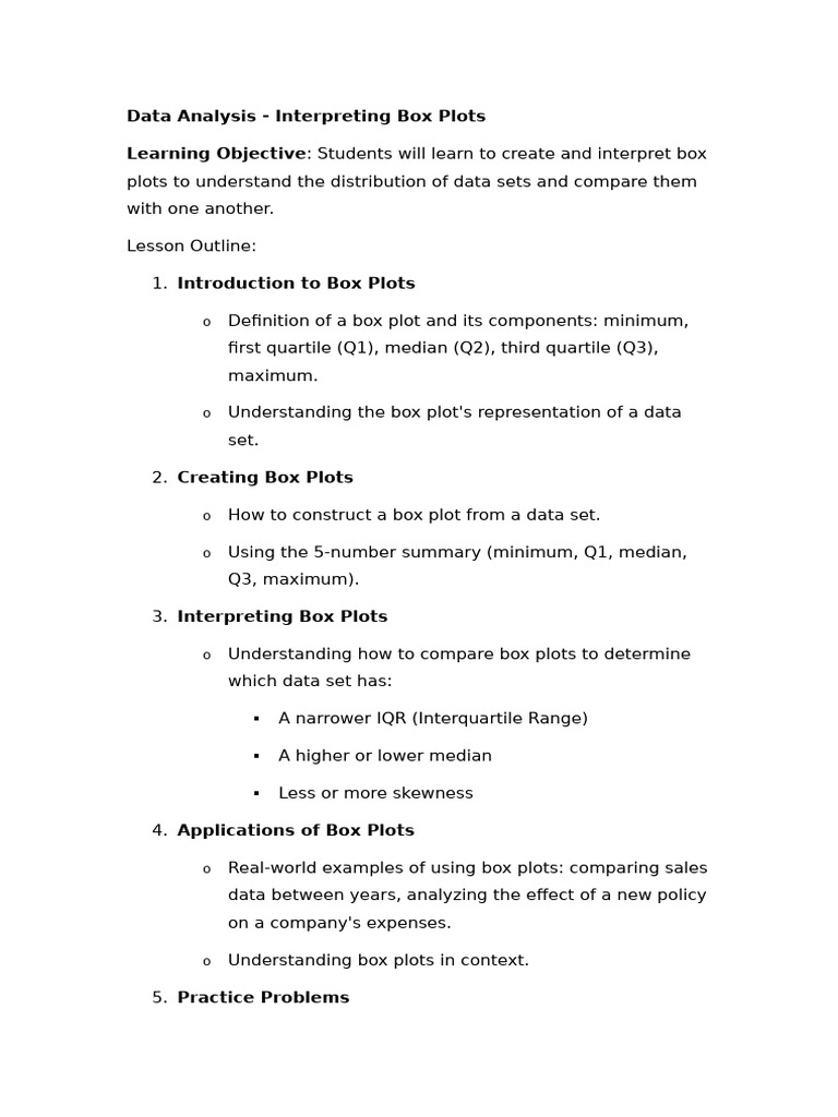 Box Plots: Creation & Interpretation | PDF