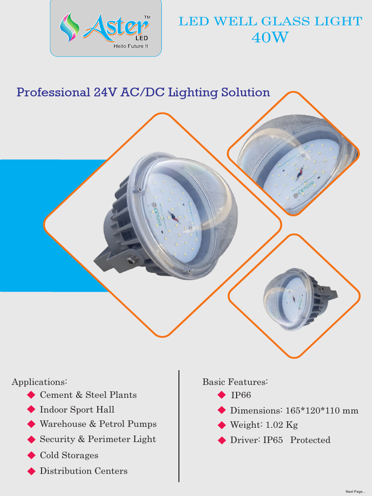 40W LED Well Glass Light Specifications | PDF | Light Emitting Diode ...