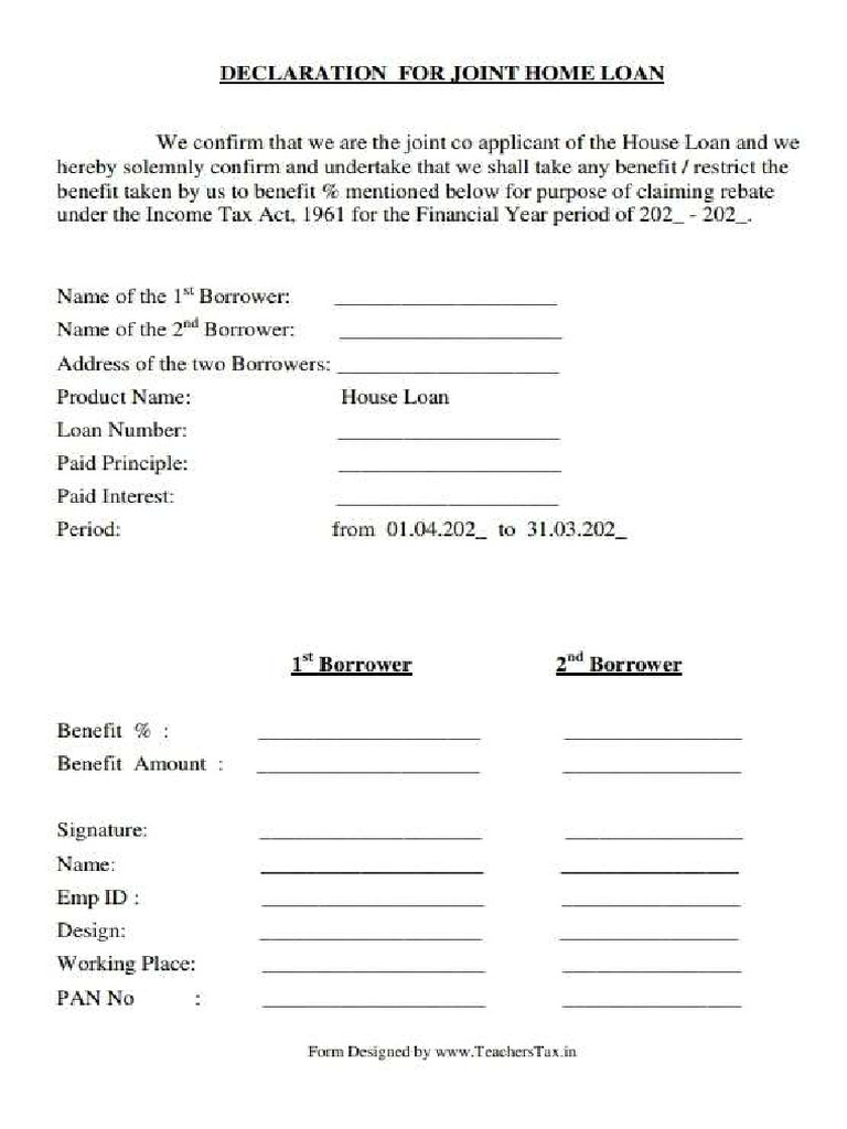 Housing Loan Joint Declaration | PDF