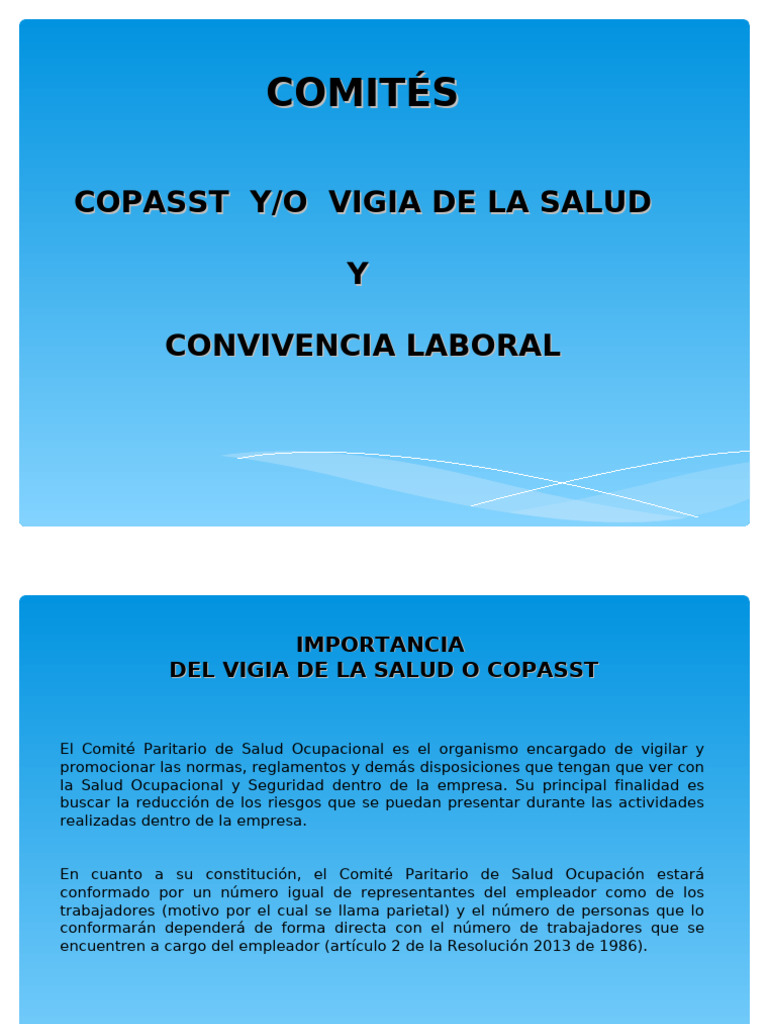 Comites Copasst y Convivencia | PDF | Seguridad y salud ocupacional