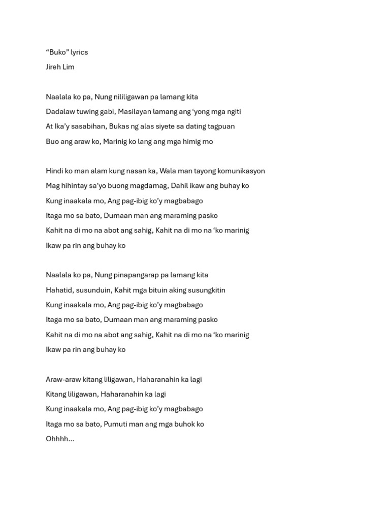 Verba- Buko Lyrics | PDF