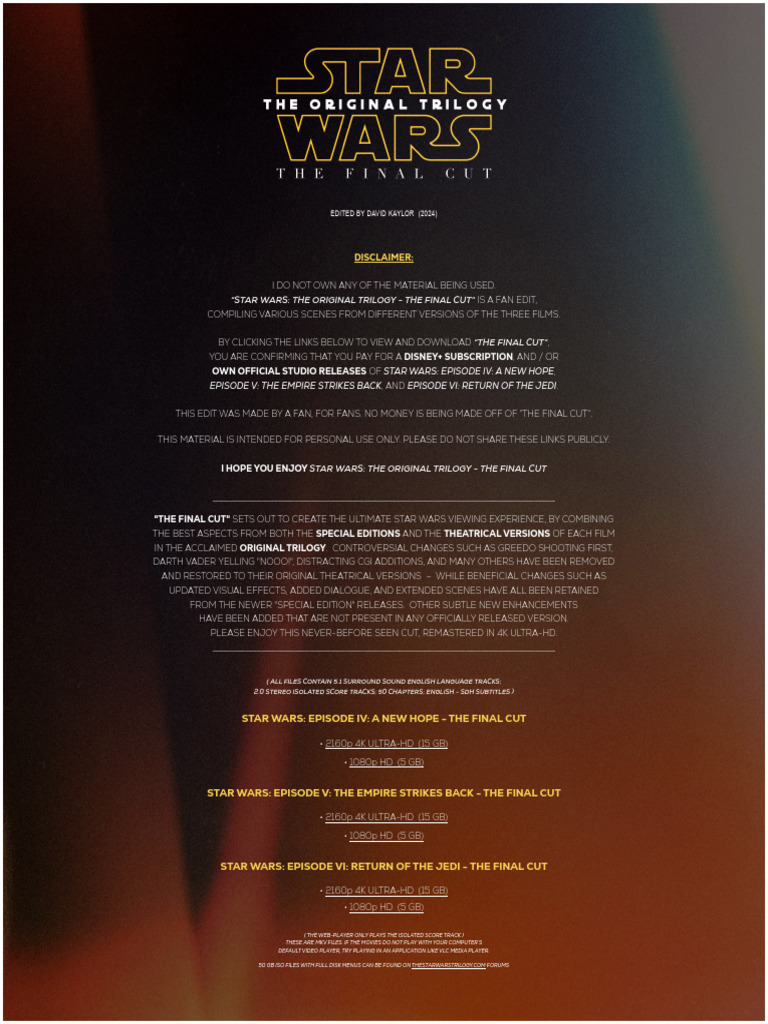 Ultimate Star Wars Trilogy Fan Edit | PDF | Star Wars | Palpatine