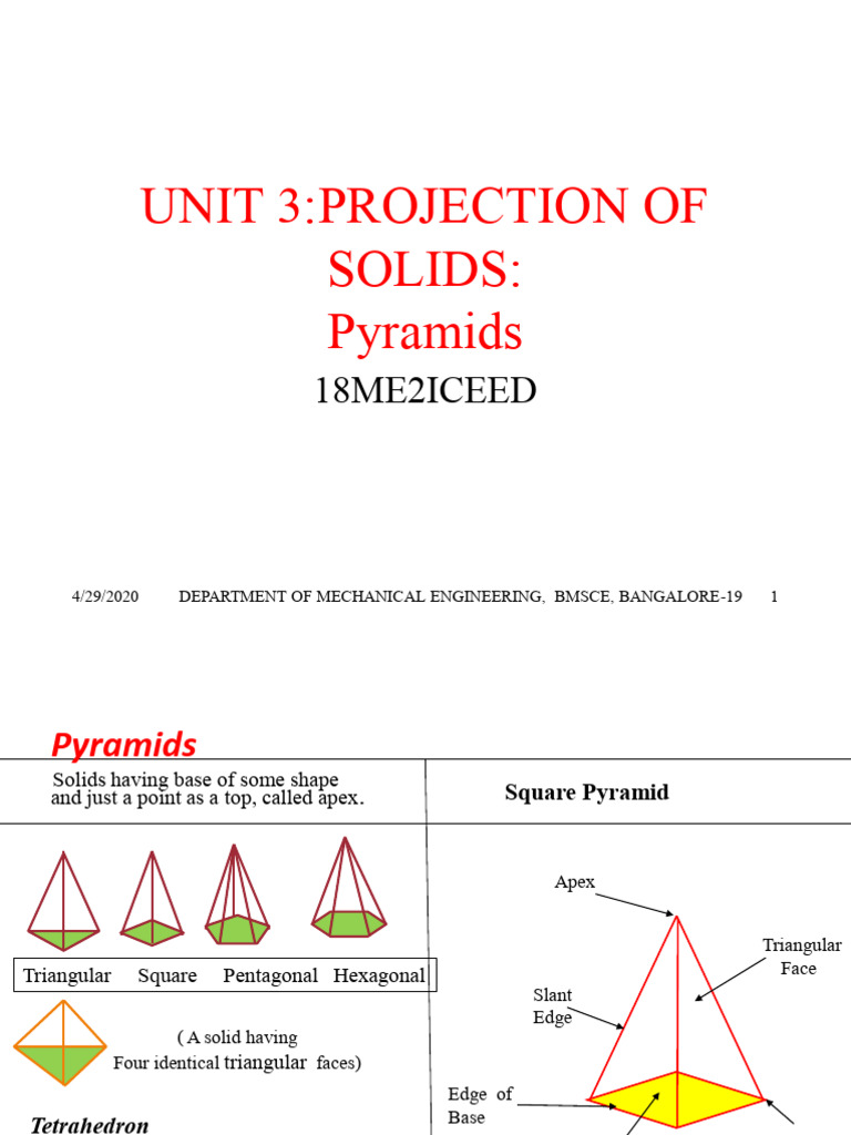 Projections of solids Part 2 Pyramids | PDF | Triangle | Tetrahedron