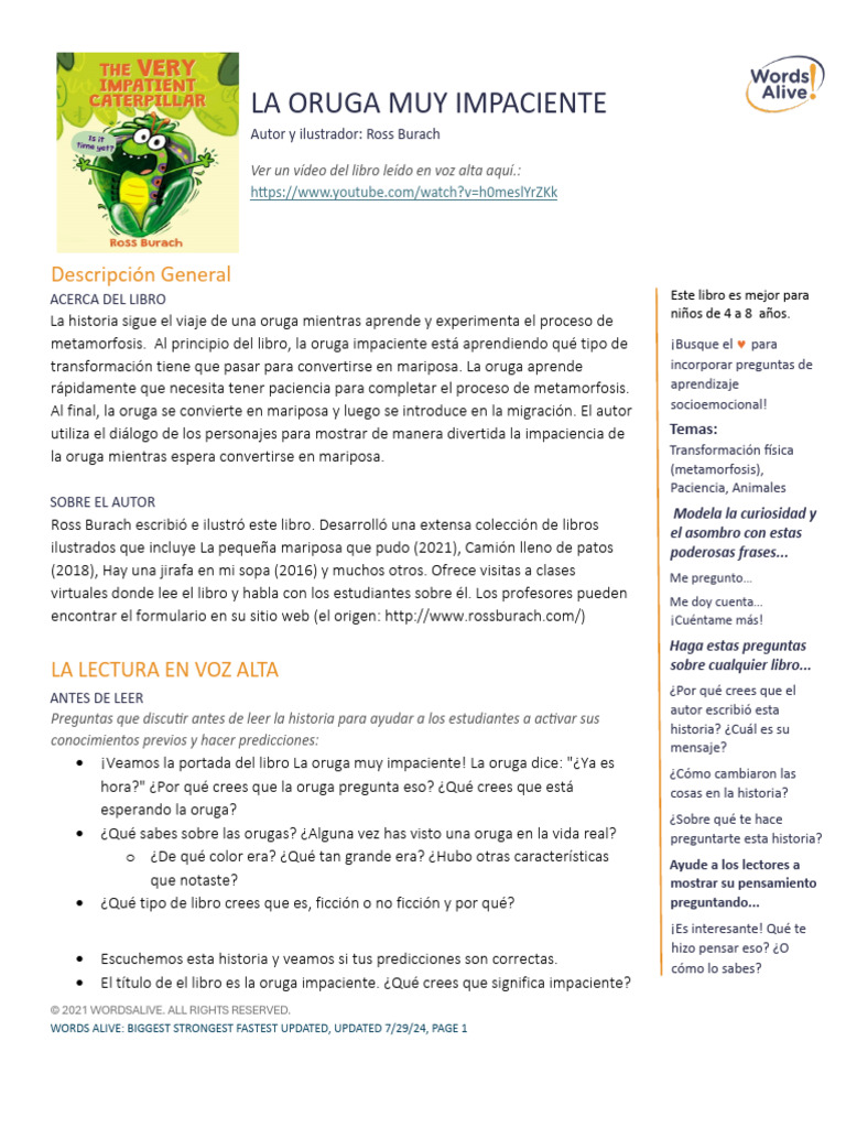 Actividades La Oruga Muy Impaciente | PDF | Crisálida | Mariposa