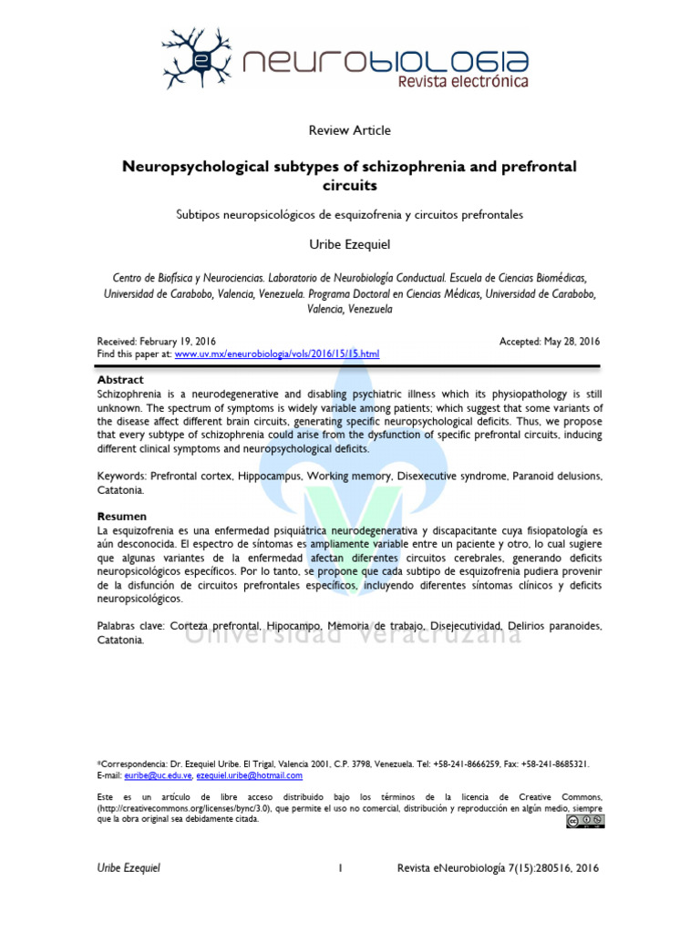 Schizophrenia Subtypes & Circuits | PDF | Hippocampus | Schizophrenia