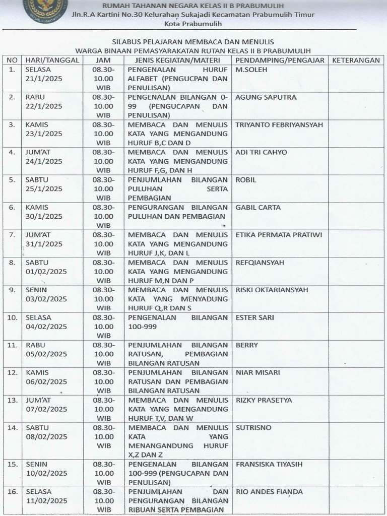 Jadwal PKBM - 0001 | PDF