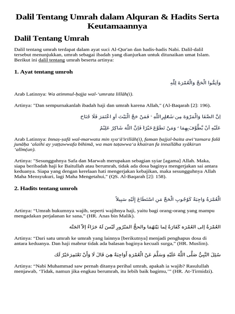 Dalil Tentang Umrah Dalam Alquran | PDF