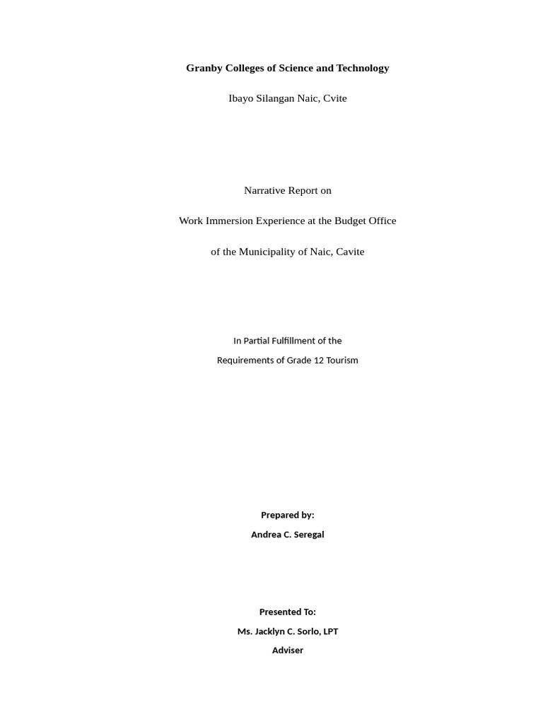 Work Immersion Experience Report | PDF