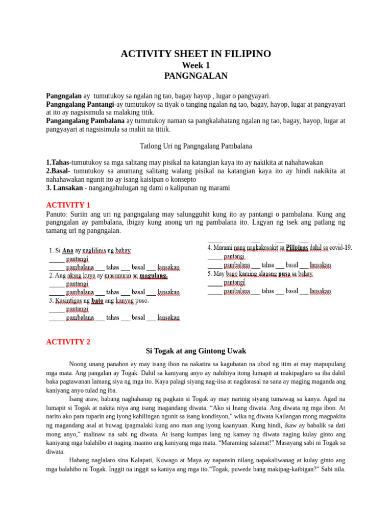 Filipino 6-w1 - Uri NG Pangngalan | PDF