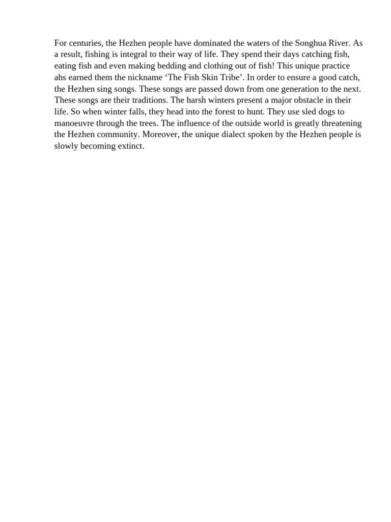 Hezhen People: The Fish Skin Tribe | PDF