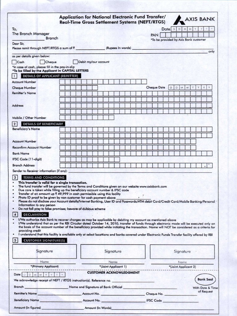 neft-form | PDF | Service Industries | Banking