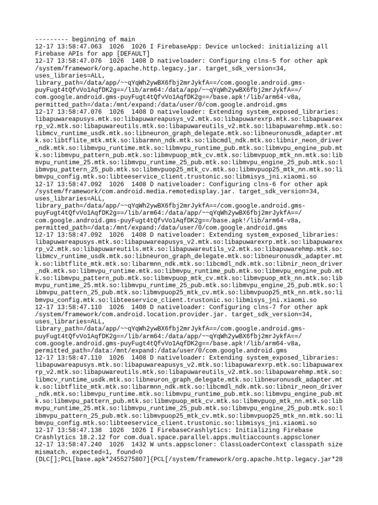 Com - Dual.space - Parallel.apps - Multiaccounts.appscloner Logcat | PDF | Android (Operating ...