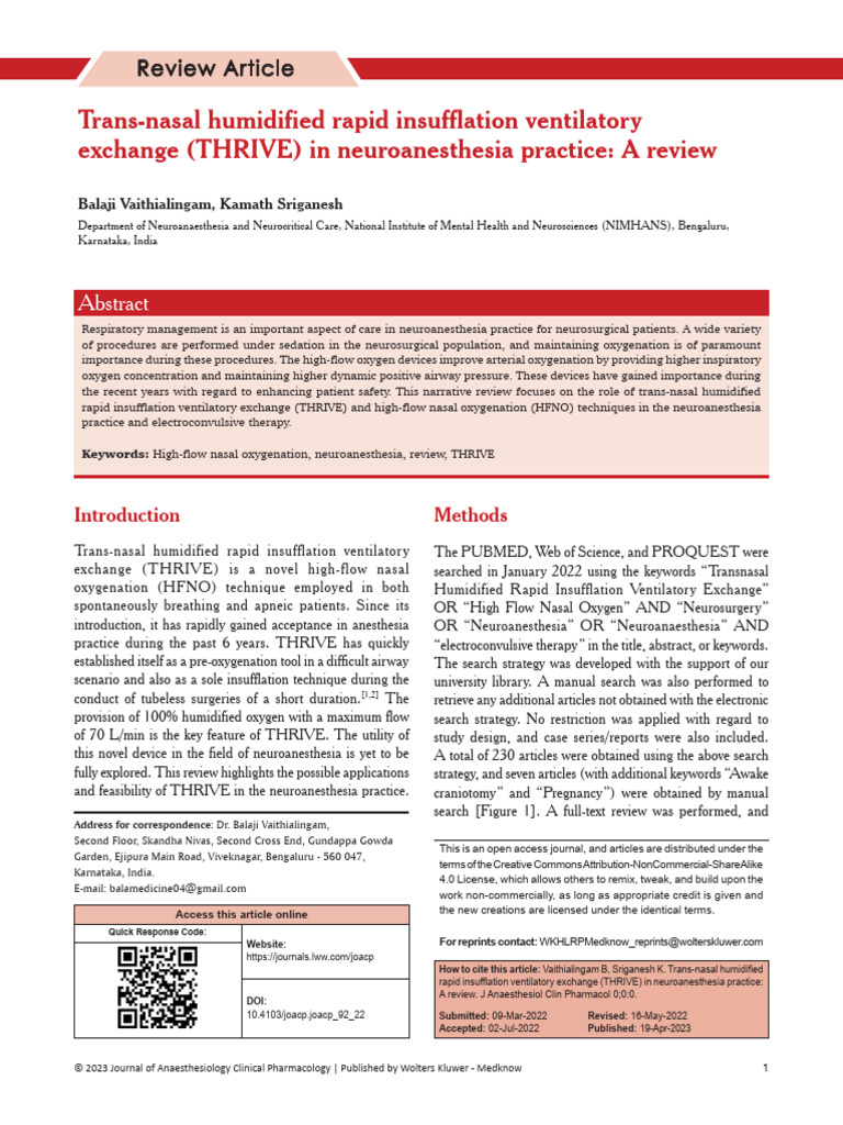 Trans Nasal Humidified Rapid Insufflation.99709 | PDF | Apnea | Anesthesia