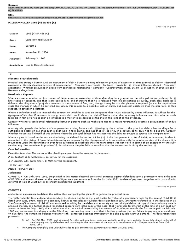 Miller v Muller: Surety Defense Issues | PDF | Pleading | Common Law