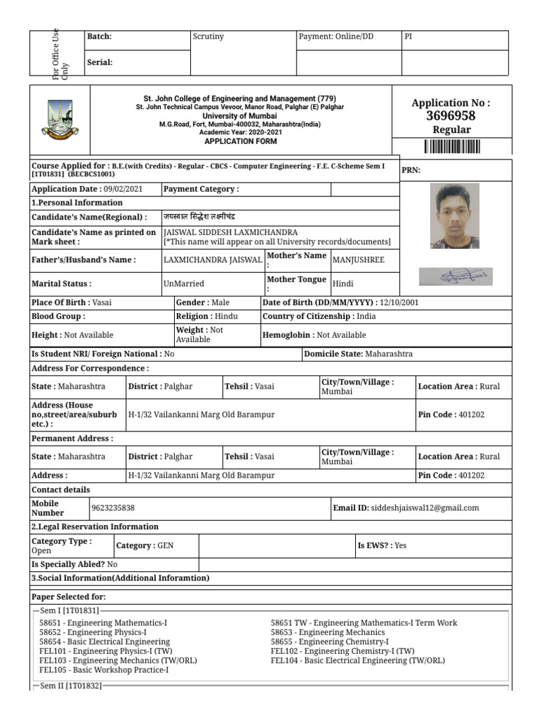 BE University Enrollment | PDF