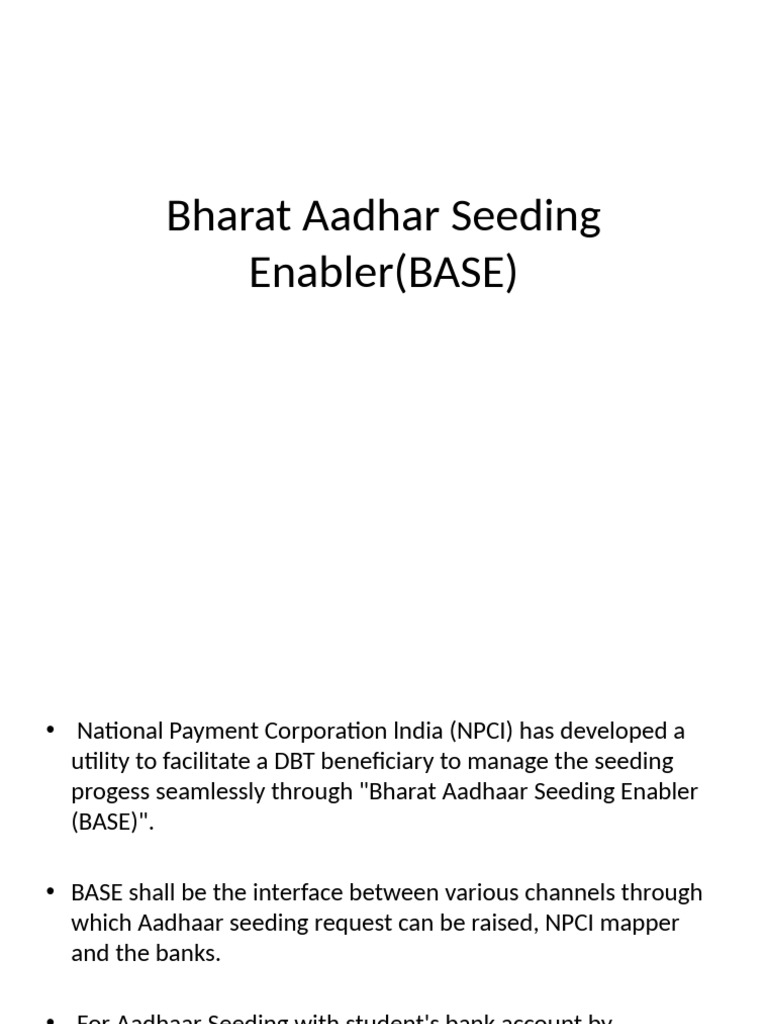 Aadhaar Seeding Guide for Students | PDF