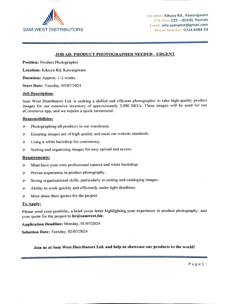 Job Ad Photography | PDF