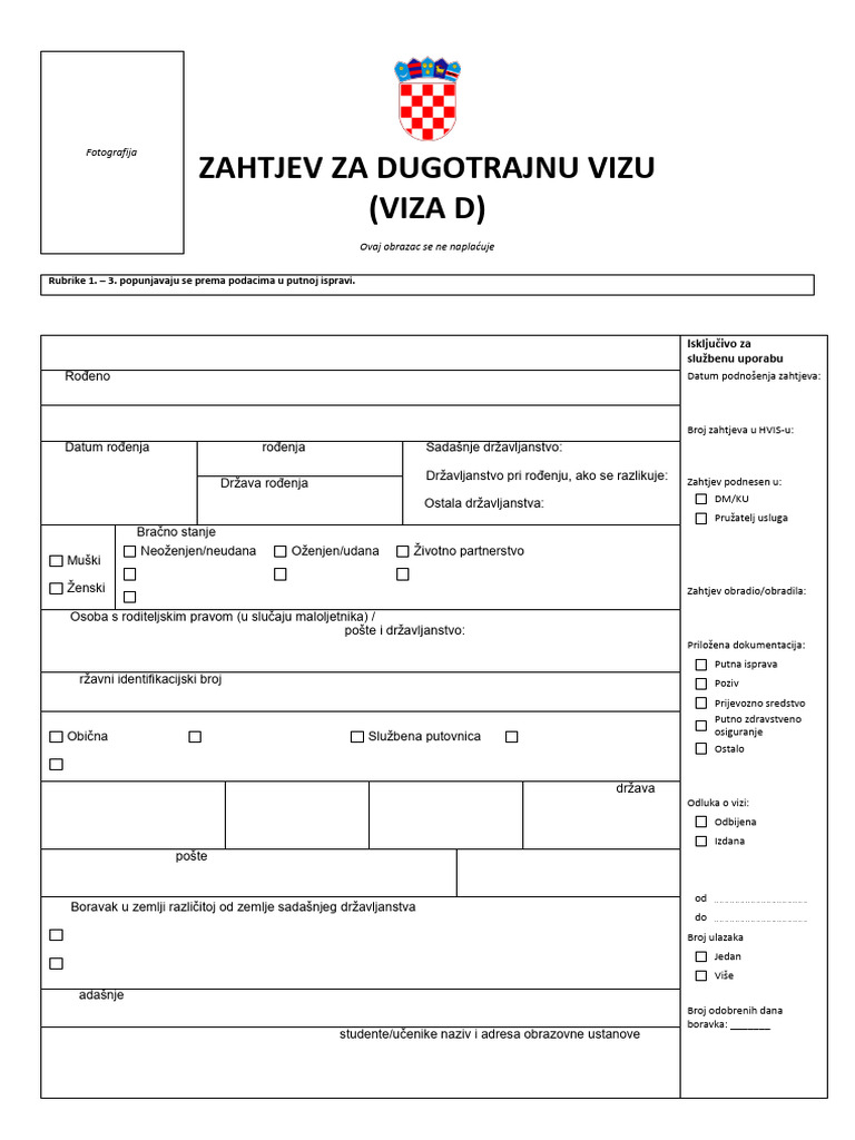 LongtermVisaApplication-Croatian | PDF