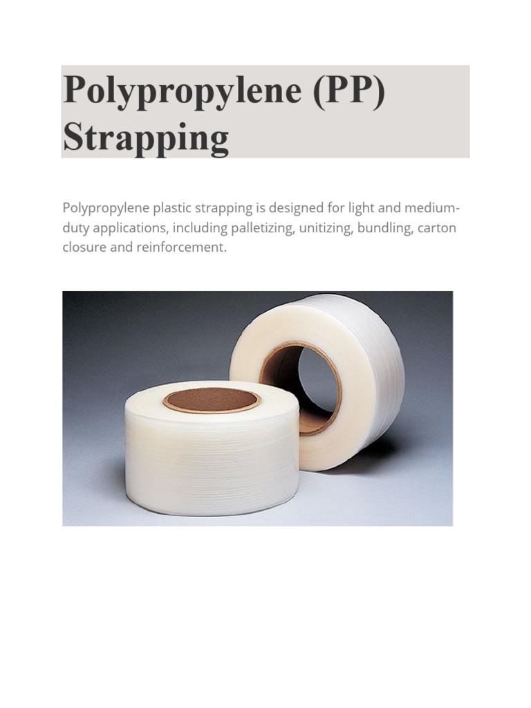 Polypropylene Strapping Spec | PDF | Mechanical Engineering | Materials
