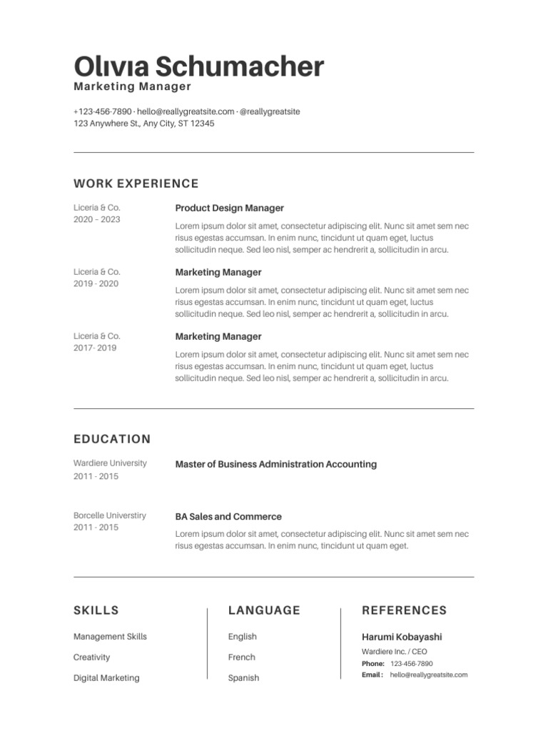 Currículum de Olivia Schumacher | PDF