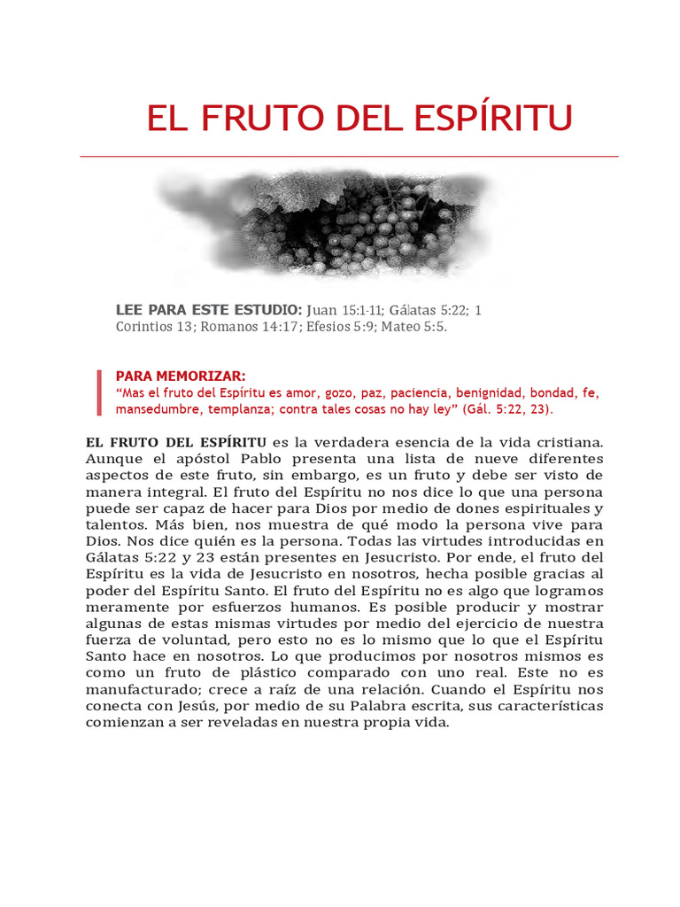 Fruto del Espíritu: Amor, Gozo y Paz | PDF | Fruto Del Espiritu Santo ...