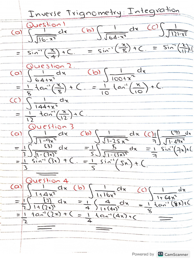 Inverse_Trig_Integration_Solutions_1 (1) | PDF