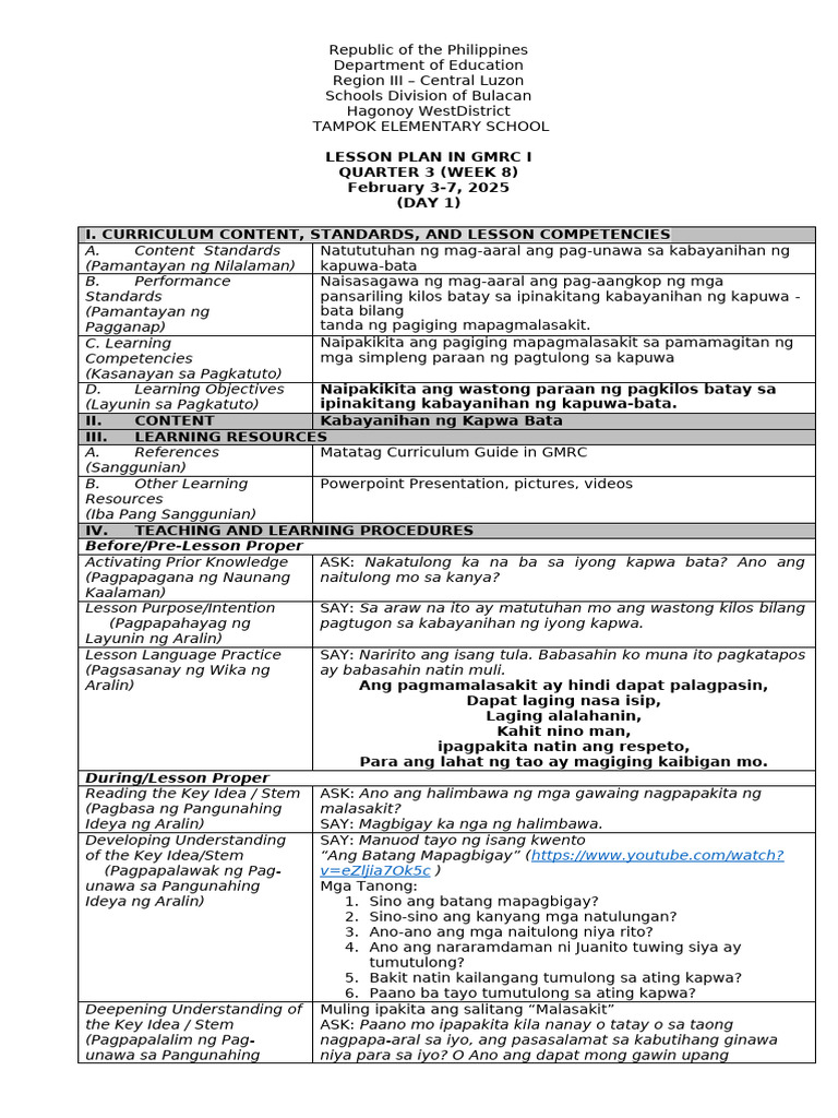 LP GMRC Q3 WK8 | PDF