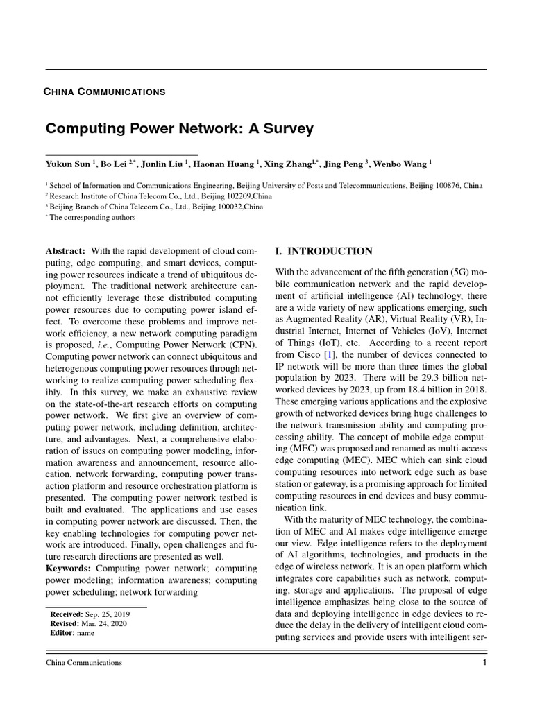computing-power-network-a-survey-3ix6e0vq | PDF | Computer Network | Computing