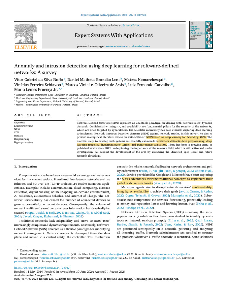 Highlighted Anomaly And Intrusion Detection Using Deep Learning For Software Defined Networks A