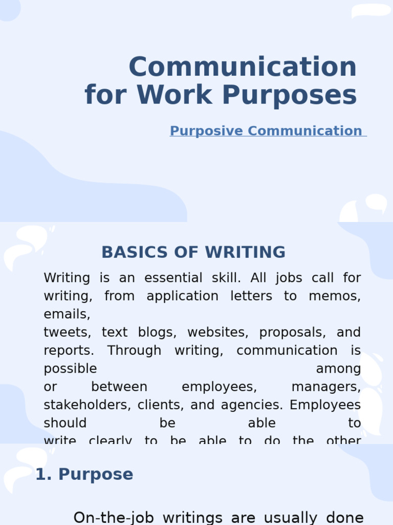 Communication For Work Purposes | PDF | Memorandum | Communication