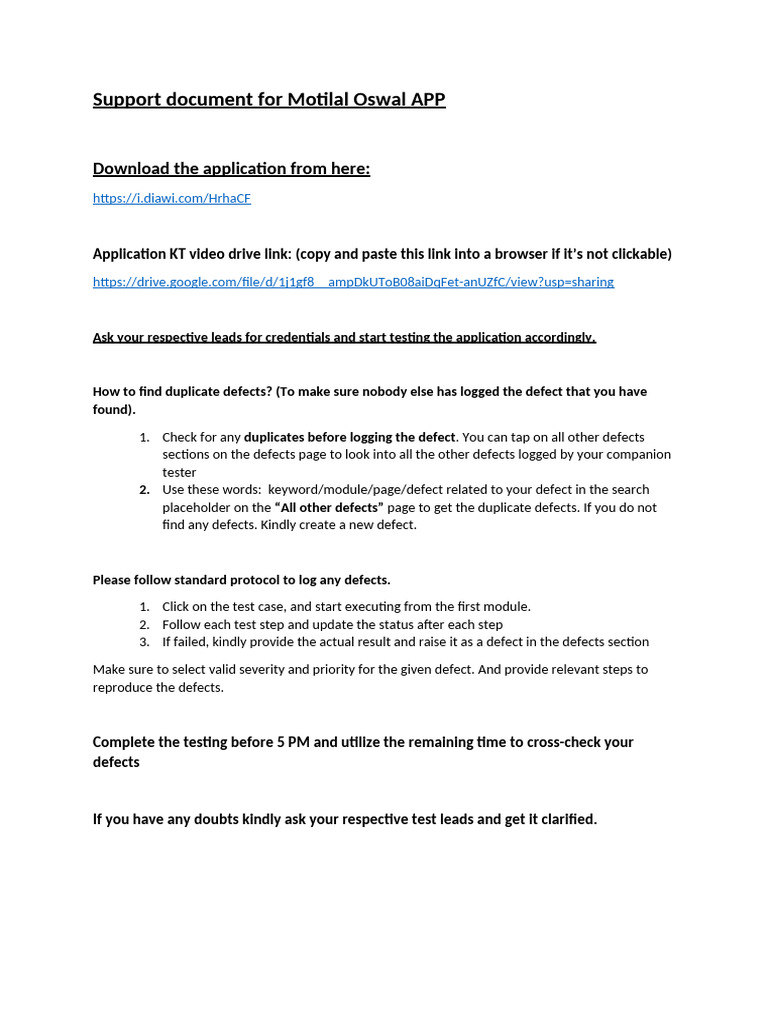 Support document for Motilal Oswal APP | PDF