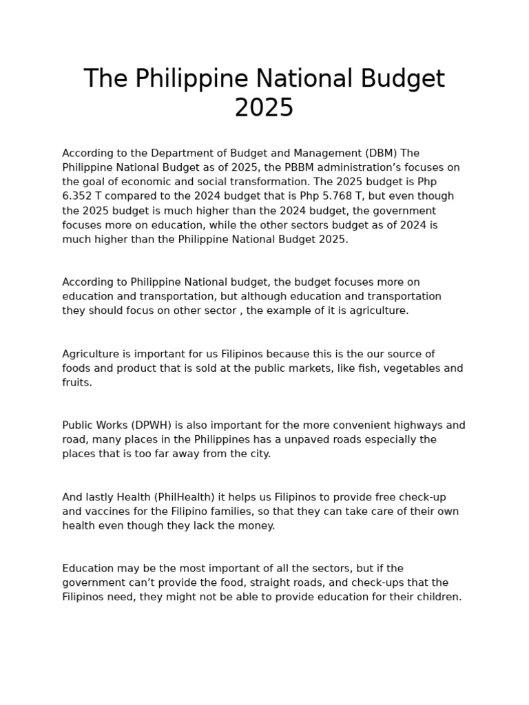Philippine National Budget 2025 Overview | PDF