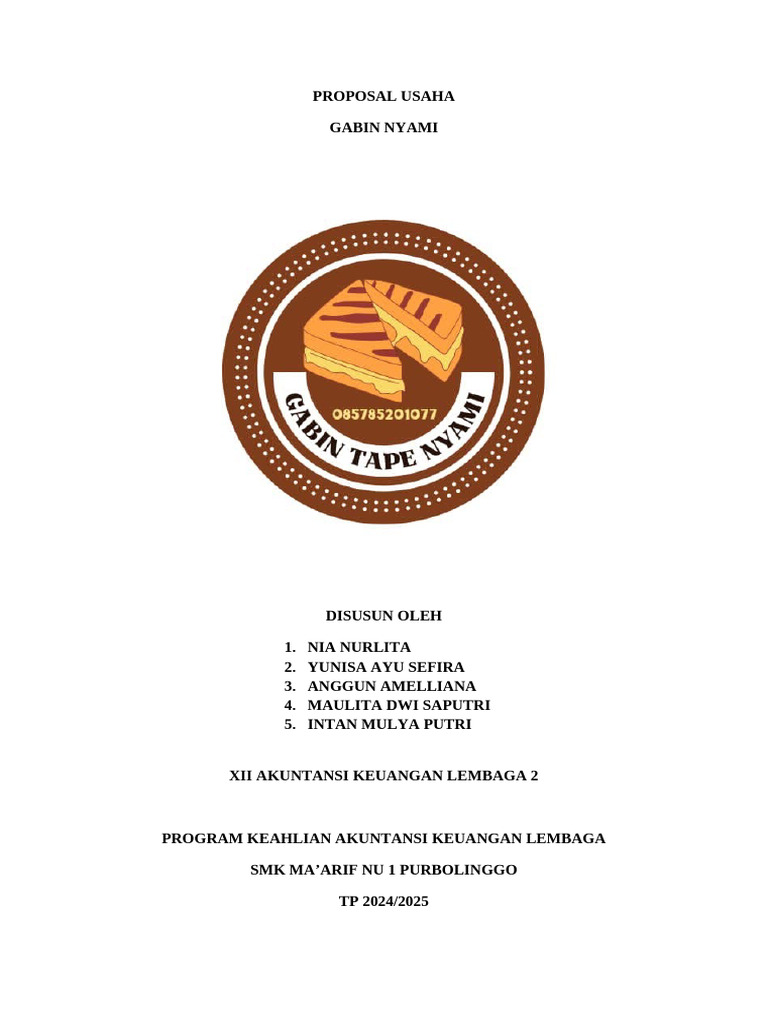 Proposal Usaha Gabin Tape Kelompok 1 | PDF
