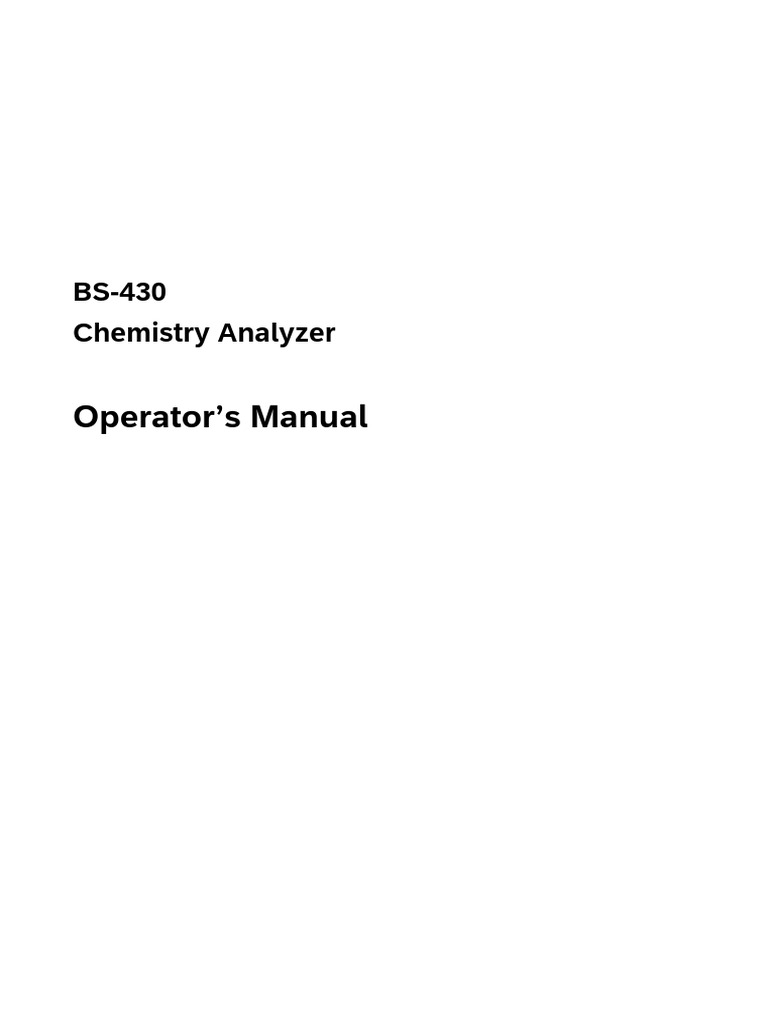 BS-430 Chemistry Analyzer Manual | PDF | Waste | Medical Device