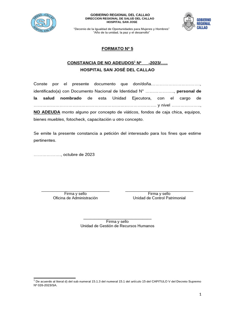 Formato 5 Constancia de No Adeudo | PDF