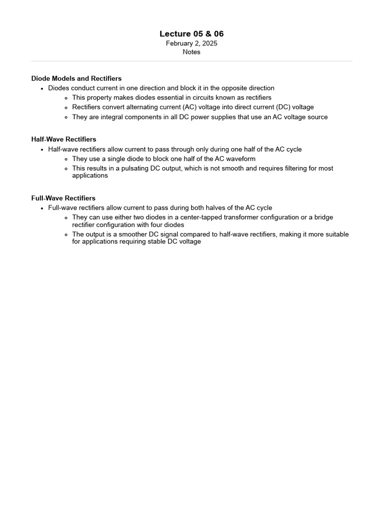 Diode Models and Rectifiers Explained | PDF