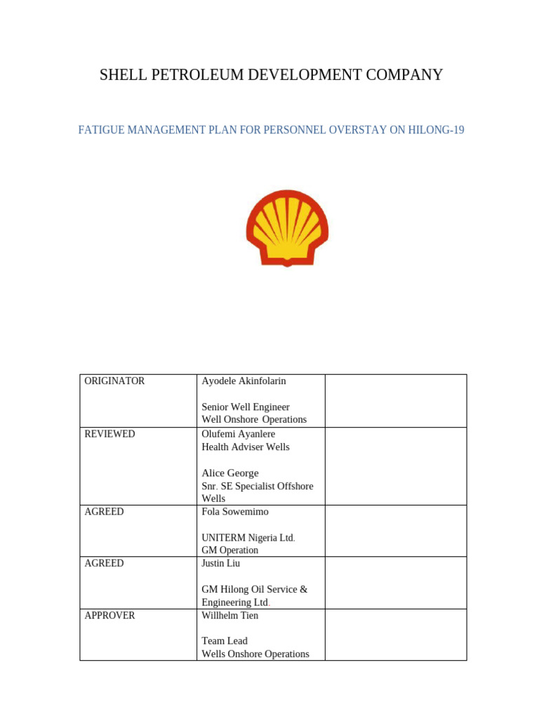 Fatigue Management Plan For Hlong-19v30aug2021 | PDF