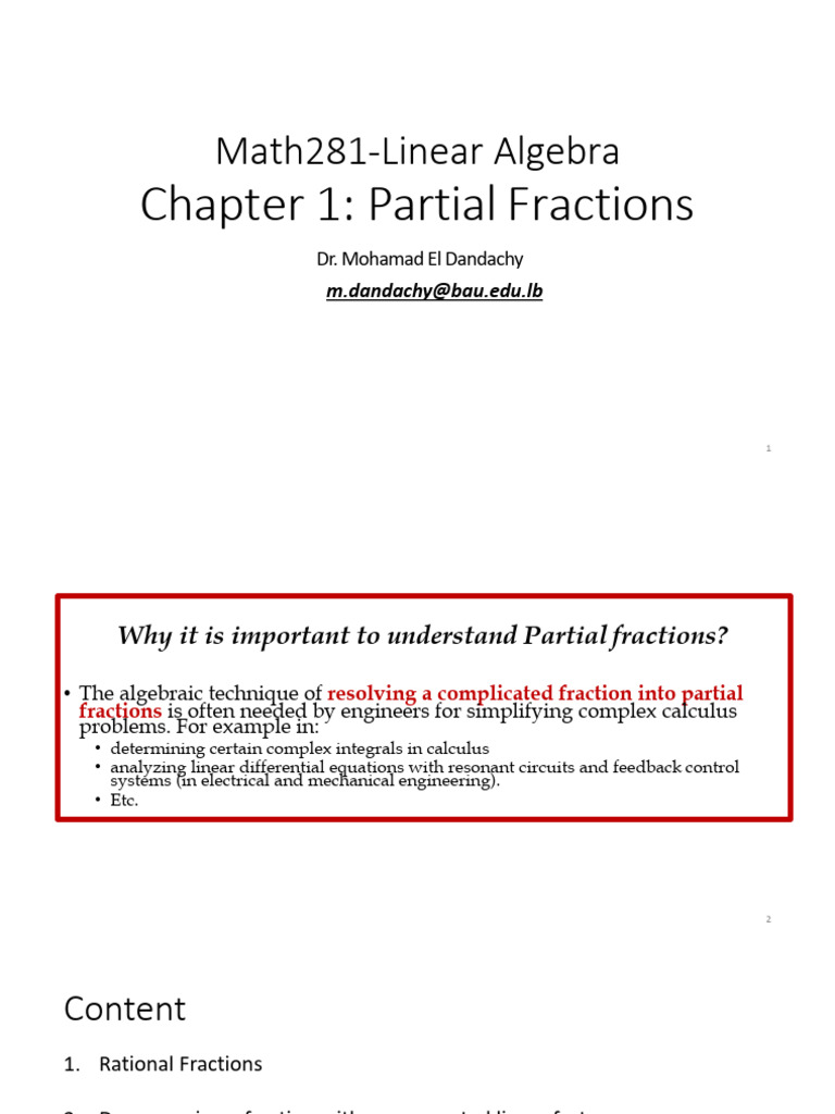 Chapter 1 Partial Fractions | PDF | Factorization | Polynomial