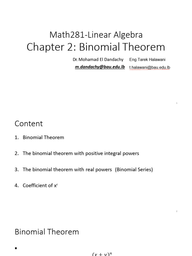 Chapter 2 Binomial Theorem | PDF | Discrete Mathematics | Number Theory