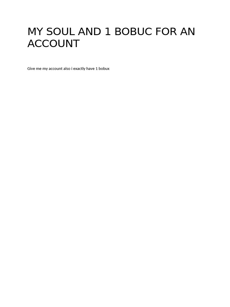 My Soul and 1 Bobuc For An Account | PDF