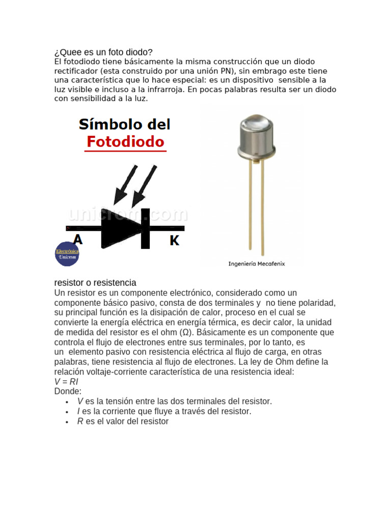Quee es un foto diodo | PDF | Semiconductores | Transistor